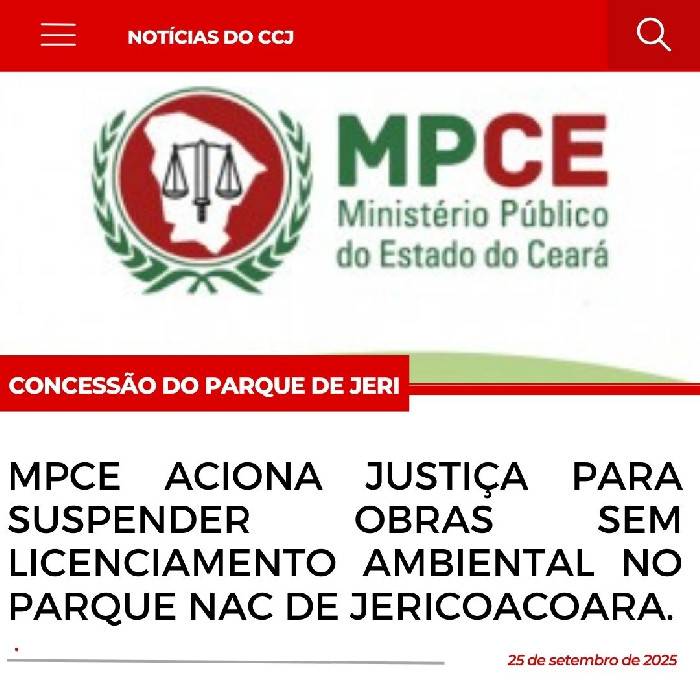 MPCE RECOMENDA SUSPENSÃO DE OBRAS NO PNJ :: Conselho Comunitário de ...